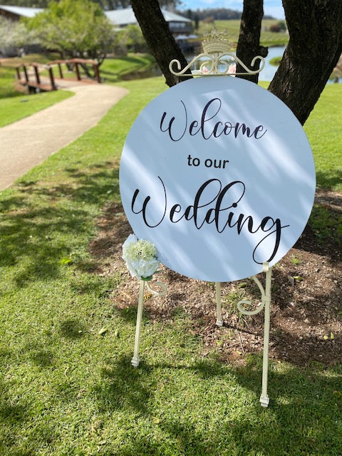 Welcome sign with stand – Rosy Events Hire
